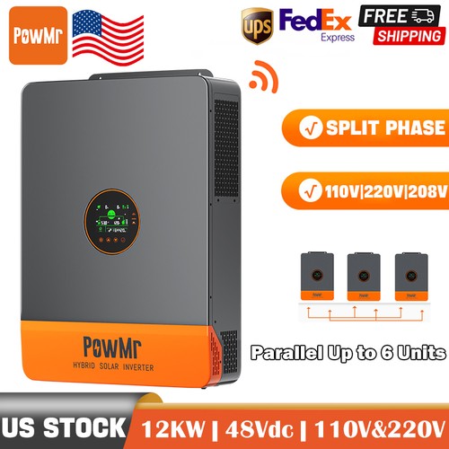 12KW 48V Hybrid Solar Inverter Split Phase 120V/240V Dual MPPT 200A ...