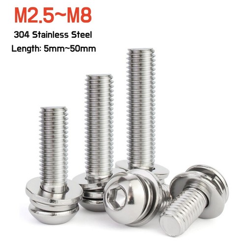 Button Head Screws Flat Spring Washers Allen Socket Bolt A2 Stainless ...