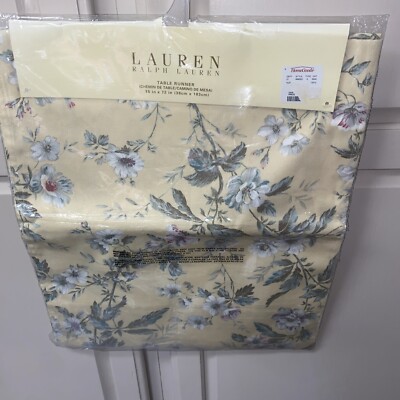 Ralph Lauren 15 x 72" yellow w/ flowers table runner - NIP | eBay