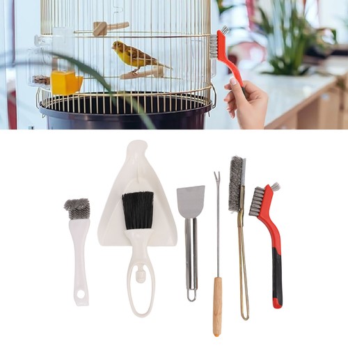 Bird Cage Cleaning Brush Tools Set Stainless Steel Bird Poop Remover ...