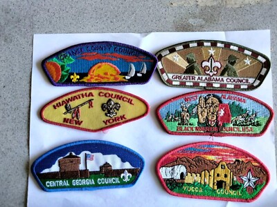 Boy Scout,Six various Council patches, Alabama,Georgia,New York,Yucca ...