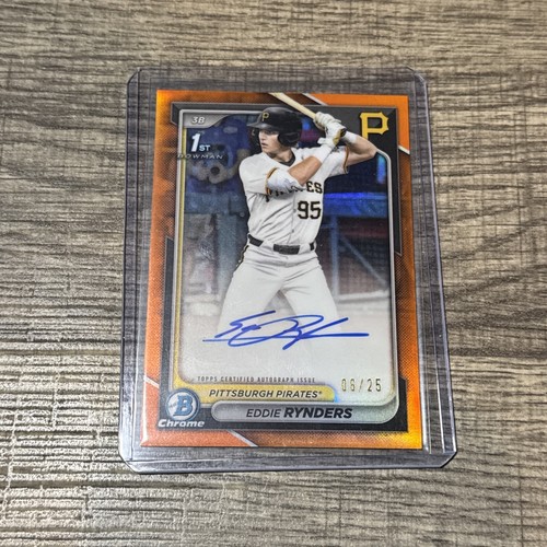 2024 1st Bowman Draft Chrome Eddie Rynder 06/25 Orange REFRACTOR AUTO ...