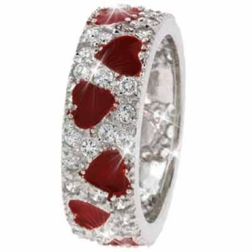 925 Silver Red Enamel & CZ Ring Size 9 | eBay