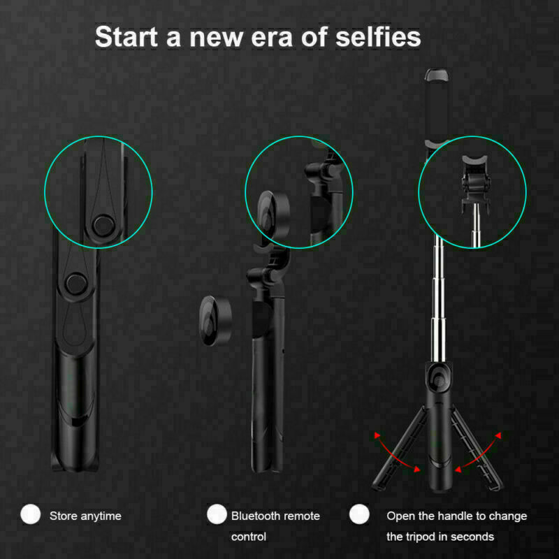 Fit iPhone Samsung Telescopic Selfie Stick Bluetooth Tripod Monopod ...