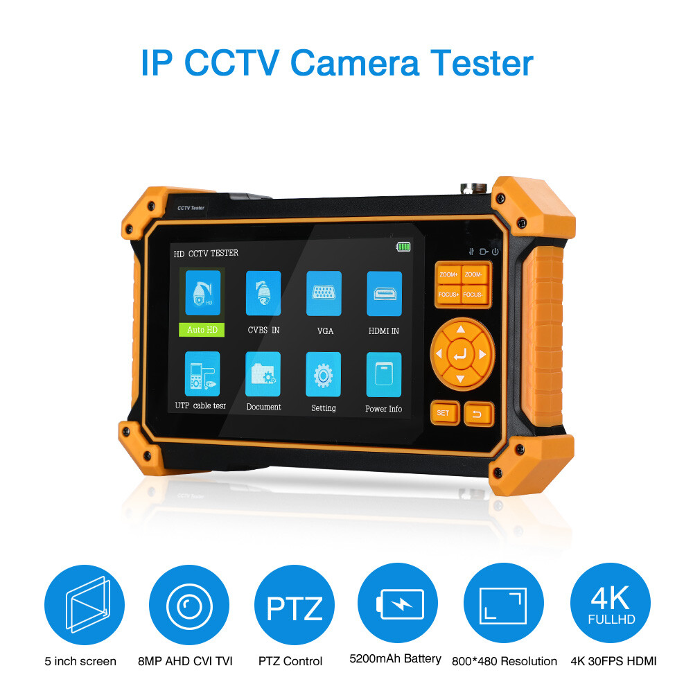 5' 8MP CCTV Camera Monitor Tester TVI AHD | Grelly USA
