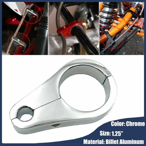 1.25” Chrome Frame Handlebar Clutch Cable Brake Line Clamp For Harley ...