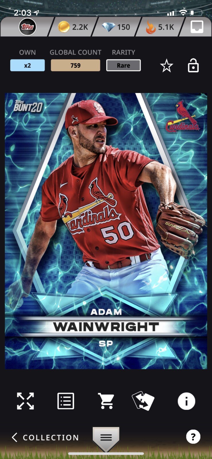Topps Bunt Adam Wainwright Topps Class Team Water Base Rare [DIGITAL ...