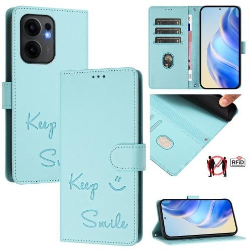 For OPPO Reno13 F 5G Smile Embossing RFID Leather Phone Case cover ...