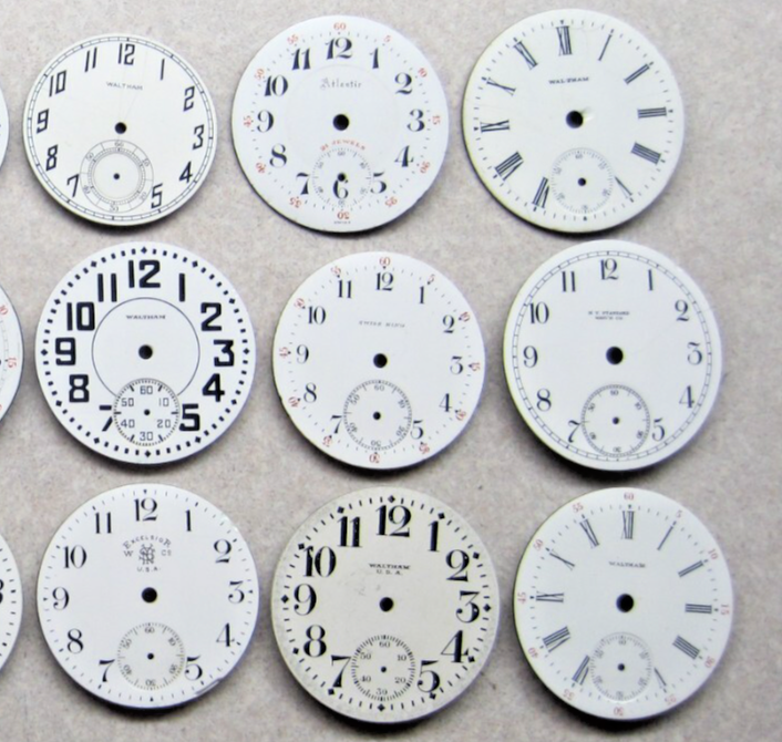Lot of 21 Assorted Pocket Watch Dials `38 mm - 45 mm; Used | eBay