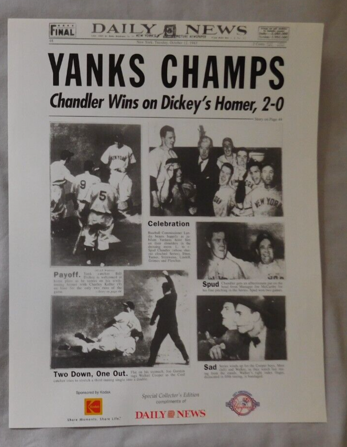 1943 New York Yankees Team 8x10 Photo Daily News Insert #10 - VG | eBay