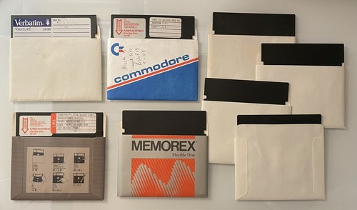 6 Vintage Floppy Disks 5.25" Hold 12-15 RARE GAMES for Commodore 64 ...