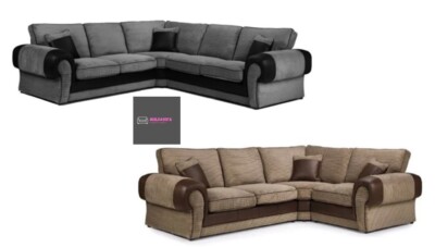 Tango Jumbo Cord/Leather Corner Sofa Brand New | eBay UK