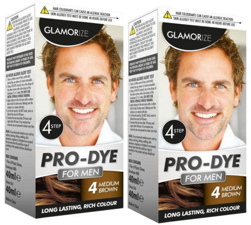 2 Pack Men's Hair Colour Dye Pro-Dye for Men - Black, Medium Brown ...