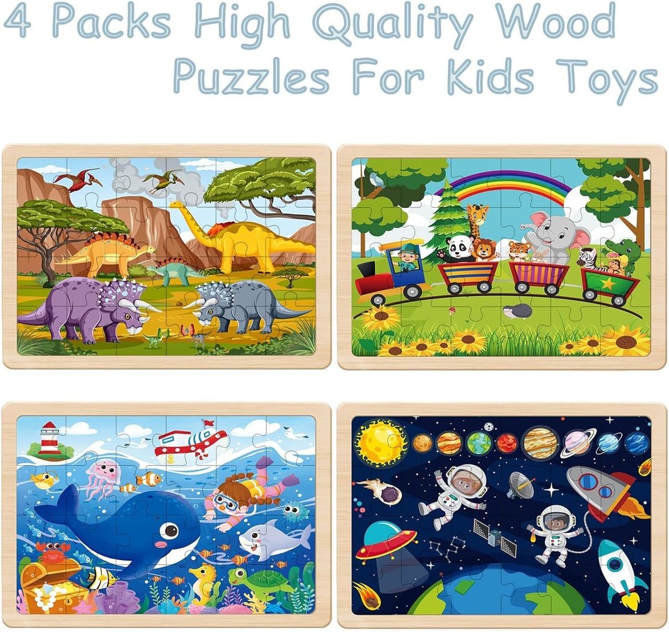 Puzzles For Kids Ages 4-6, 24 Pieces Wooden Jigsaw Puzzles For Toddler ...