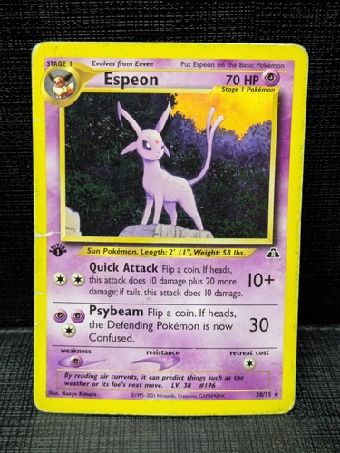 1st Edition Espeon 20/75 Neo Discovery Rare *Damaged* | eBay