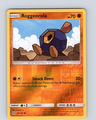 Pokemon TCG Roggenrola Sun & Moon Base Set 69/149 Reverse Holo Common ...