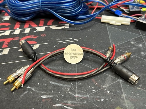Male DIN to Male Metal RCA (Phono) Cable 8” For Old School Kenwood ...