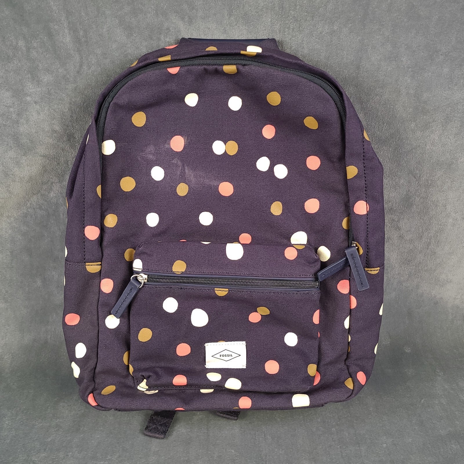 Fossil Ella Laptop Backpack Navy Blue with Pink Brown… - Gem