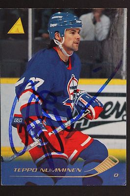 Teppo Numminen Jets Autographed 1995 Pinnacle #67 Signed Hockey Card ...