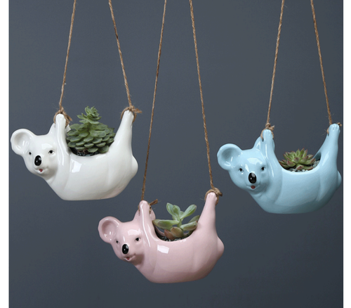 Hanging Koala Planter Pot Succulent Air Plant Handmade Mini Flowerpot ...