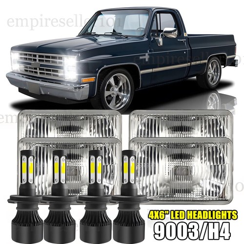 4PCS 4"X6" LED Headlights High-Lo Beam For Chevy C10 Pickup 1981-87 ...