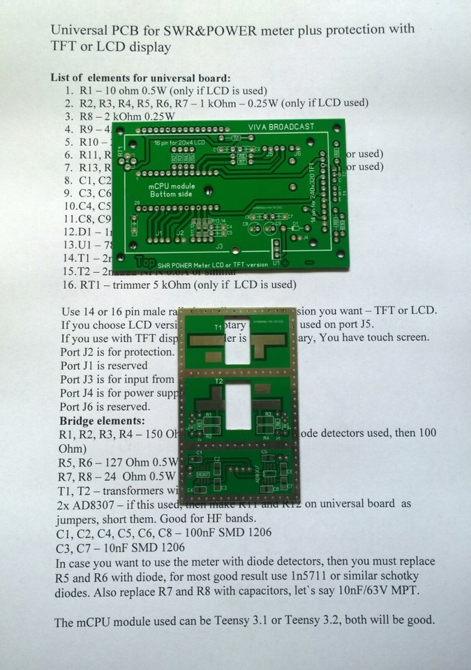 SWR Power meter Universal LCD or TFT HF PCBs protection - LDMOS mosfet ...