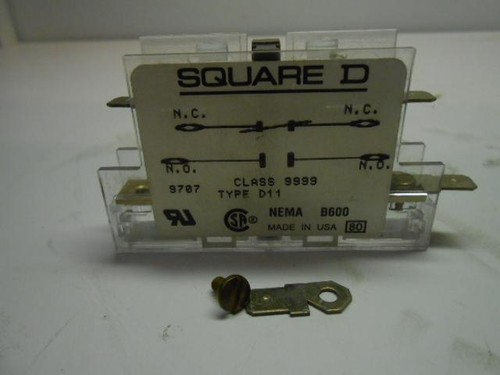 SQUARE D AUXILIARY CONTACTS TYPE D11 CLASS 9999 | eBay