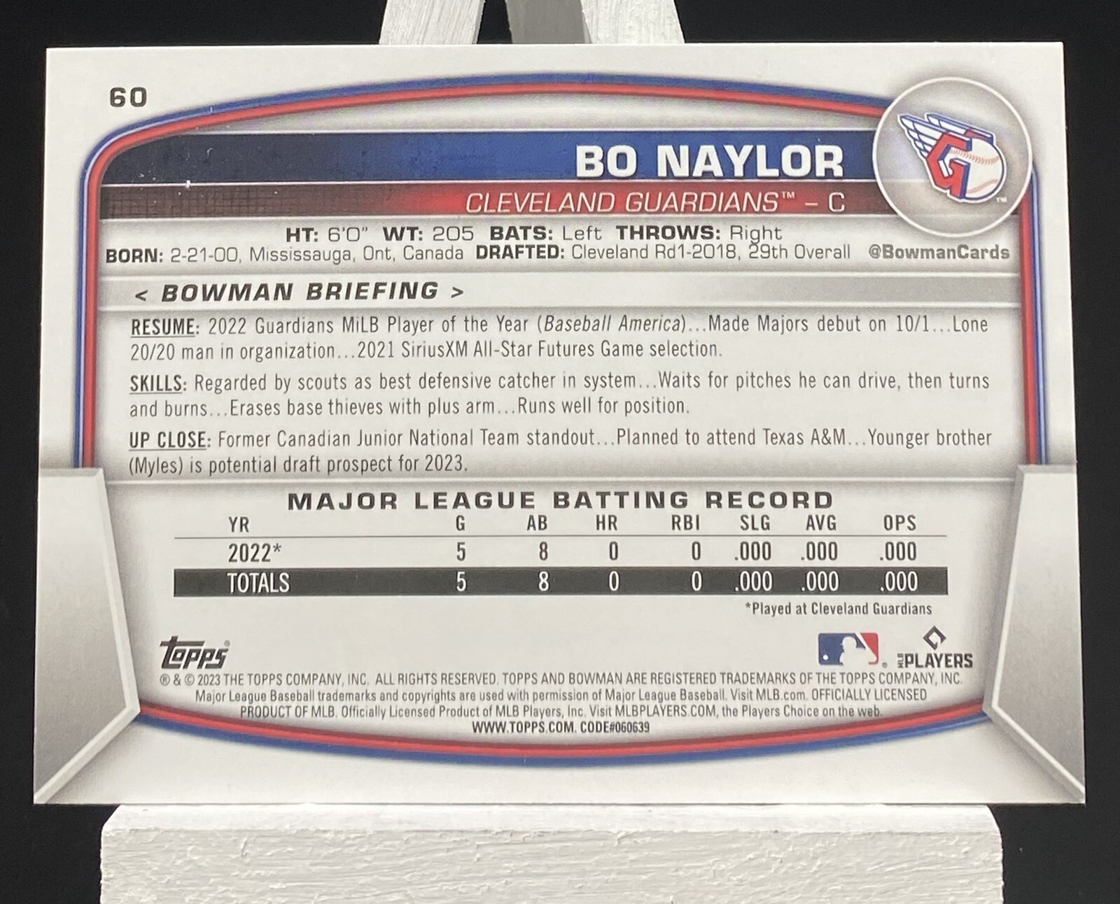 2023 Bowman Bo Naylor Base RC #60 Guardians A1116 | eBay