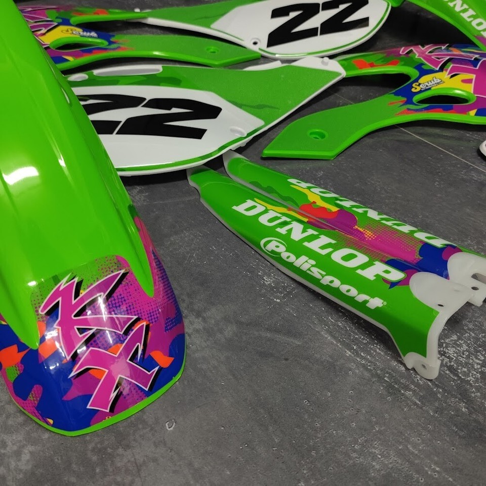 1999-2002 Kawasaki KX125 KX250 Plastics + Graphics Fairing Bodywork Kit ...