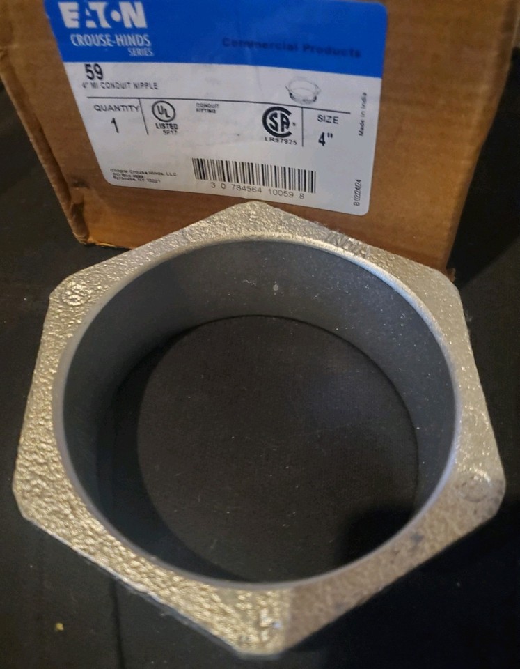 CROUSE HINDS 59 MALLEABLE IRON 4" CONDUIT CHASE NIPPLE | eBay