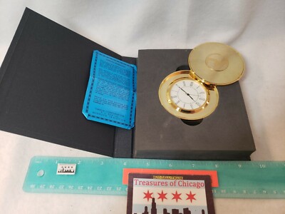 Sweda Brass Swivel Style Paperweight Clock Works Case & Box Gift Set ...