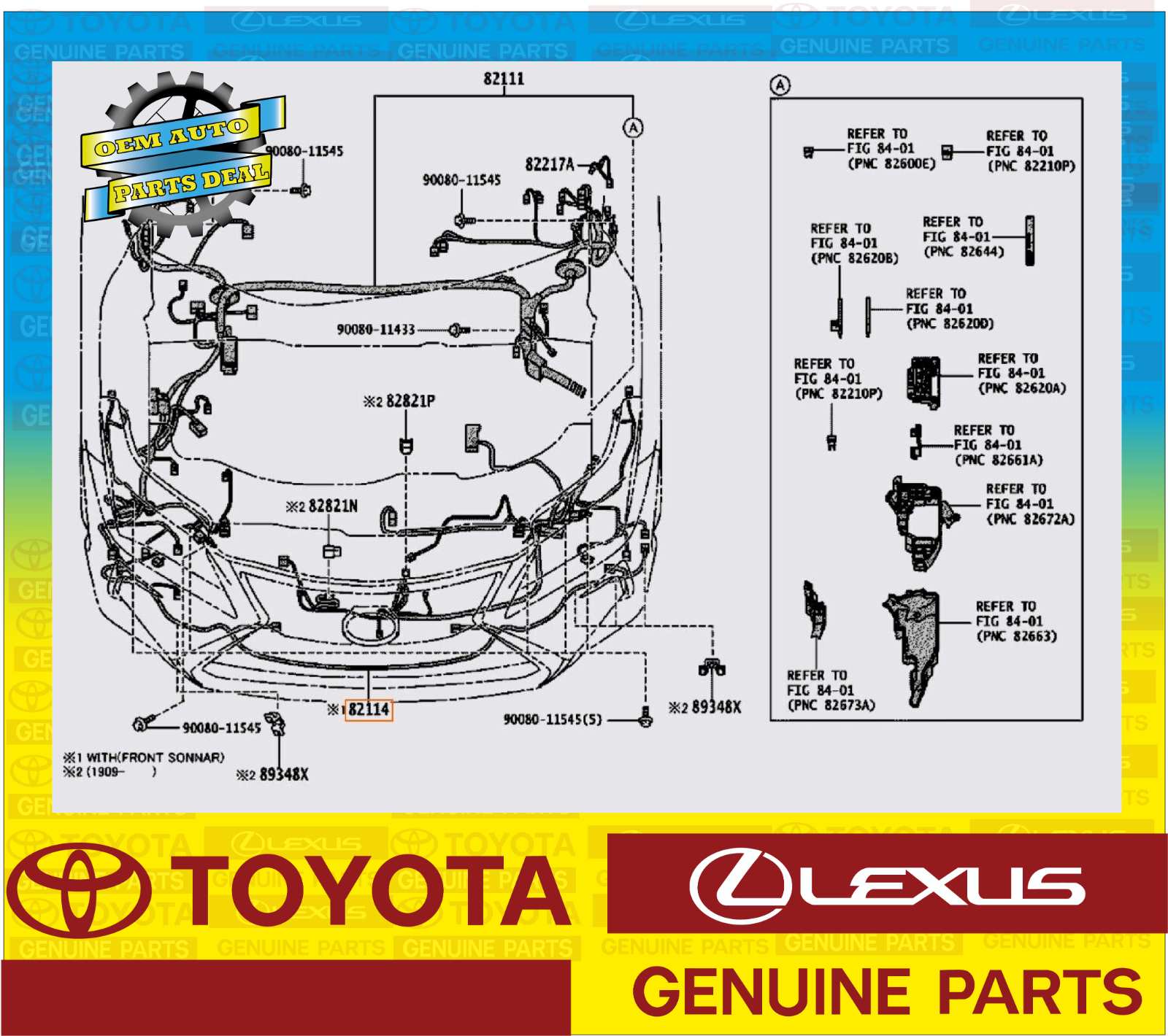 Lexus Rx350 Front Bumper Sensor Wire Harness 2016-2019 Rx450h Parking ...