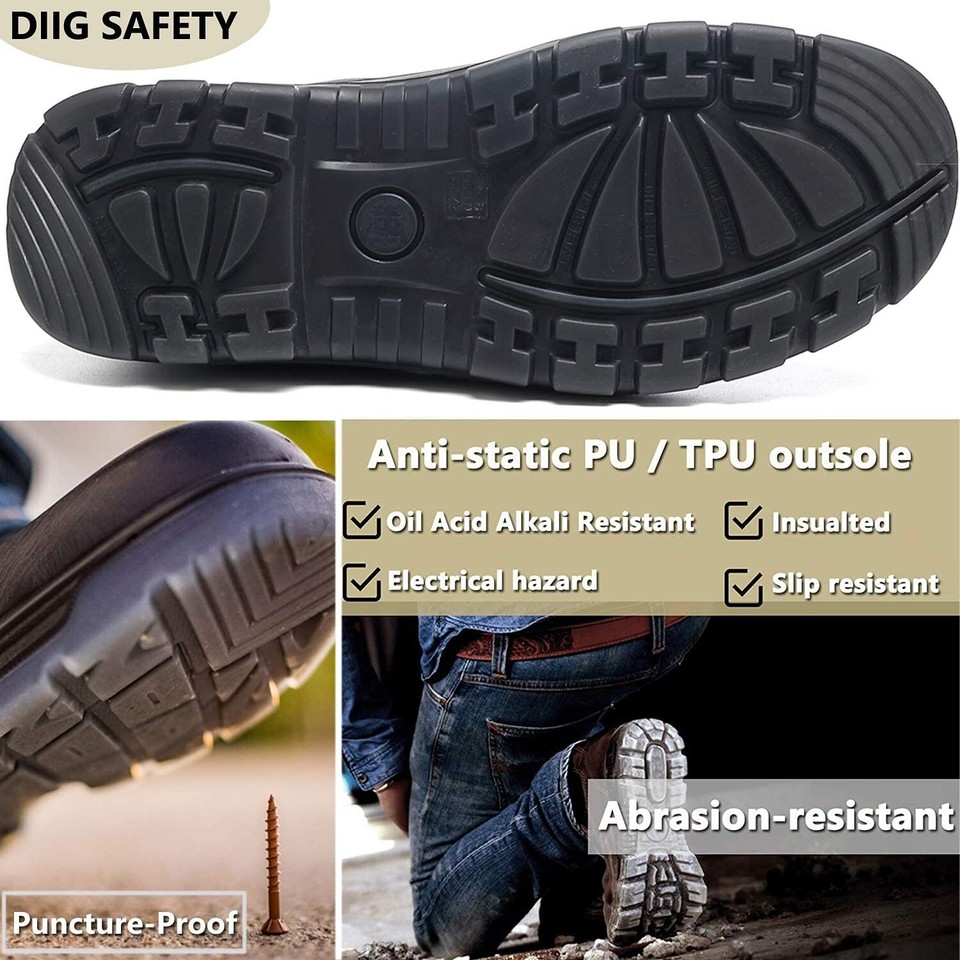 Steel Toe/Soft Toe Slip-on Waterproof Working Shoes Safety Laceless ...
