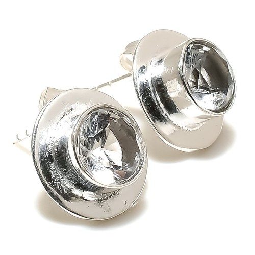 White Topaz Gemstone Handmade 925 Sterling Silver Jewelry Tops Earring ...