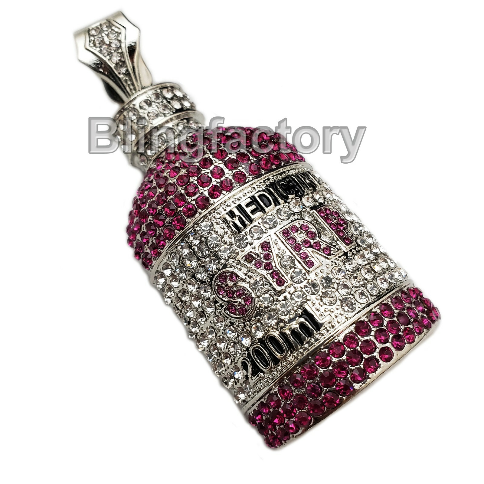 Hip Hop Lab Diamond Syrup Bottle Pendant & 18" Full Iced Cuban Choker Chain Set | eBay