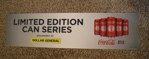 23x6" original Coca Cola/Limited USO cans sign Reach in Cooler topper ...