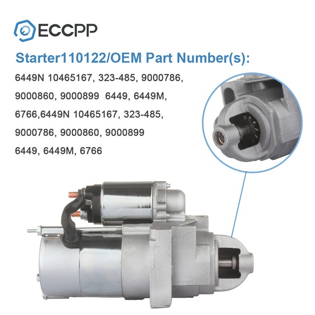 Starter for Chevy Staggered Bolt 3hp Mini SBC BBC 10465167 323-485 ...