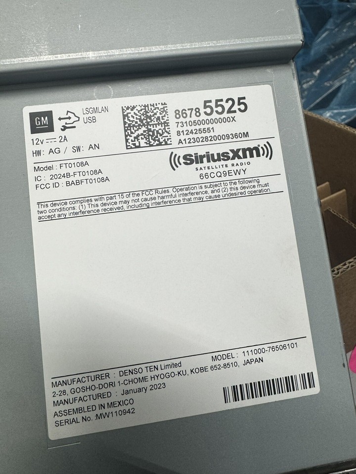 2019-2023 SILVERADO SIERRA RADIO RECEIVER OPT IOR IOB 86785525 OEM NEW ...