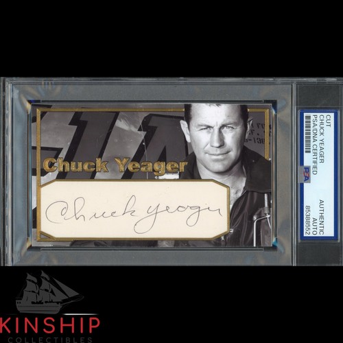 Chuck Yeager signed Cut 3x5 Custom Card PSA DNA Slab WWII Auto C4492 | eBay