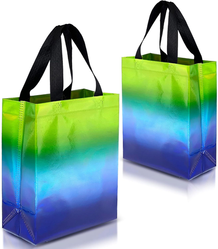 Holographic Gradient Gift Bags Medium Size Set of 12 Blue & Green ...