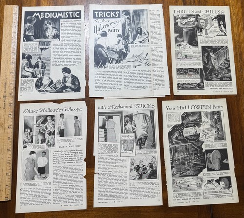 Vtg lot magazine articles 1930s Halloween Party Tricks Mediums Thrills ...