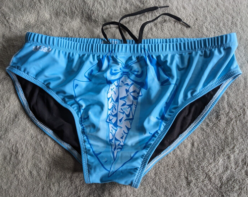 SPLISH Harry Tuxedo Design Swim Brief Mens 38 Blue Speedo-Style ...