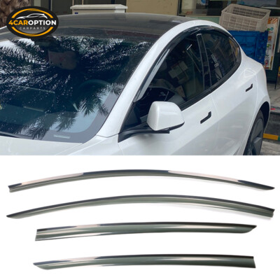 Fits 17-25 Tesla Model 3 Window Visors Rain Sun Guard Vent 4PCS Set | eBay