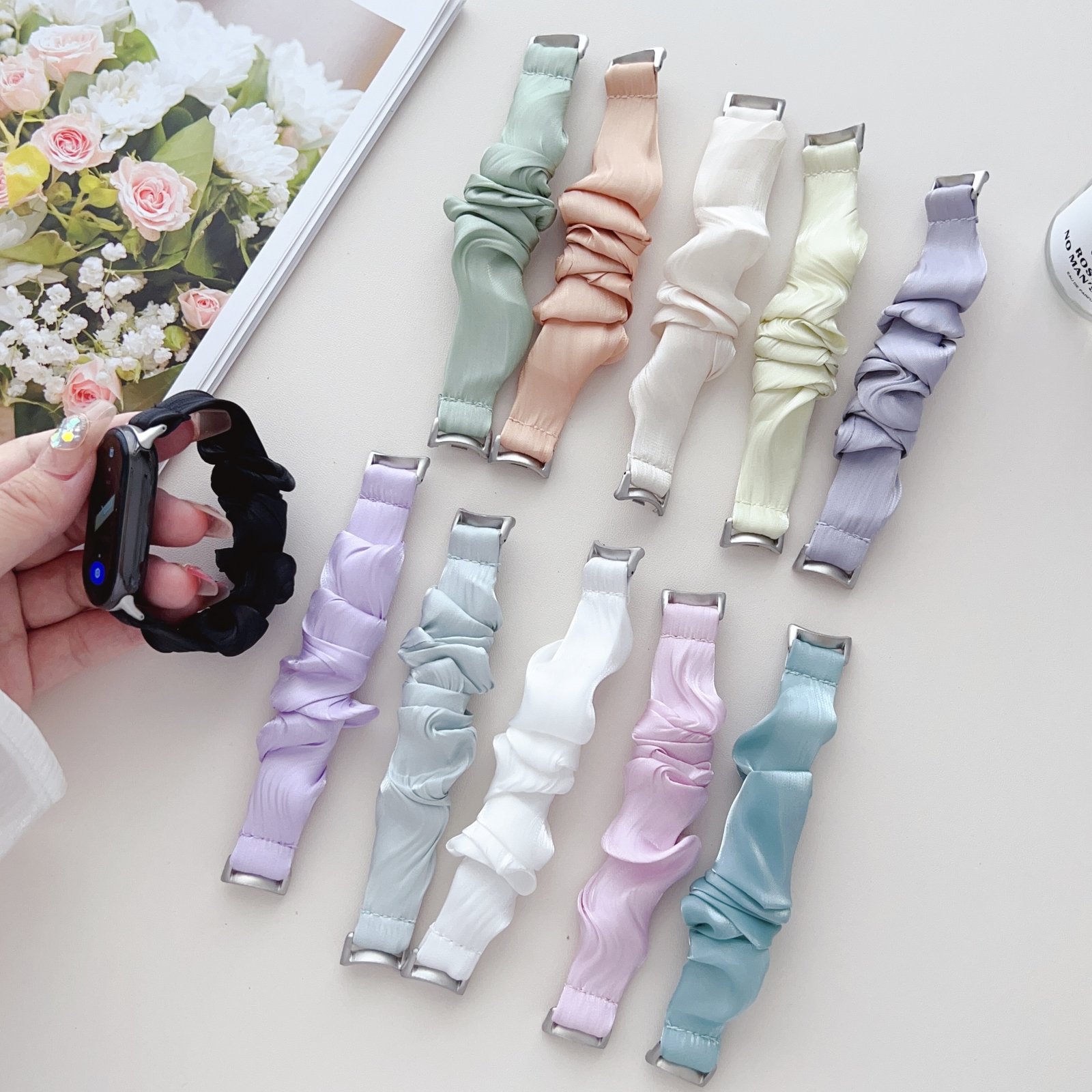 Fashion Scrunchie Elastic Watch Replacement Wristband Strap For Xiaomi ...