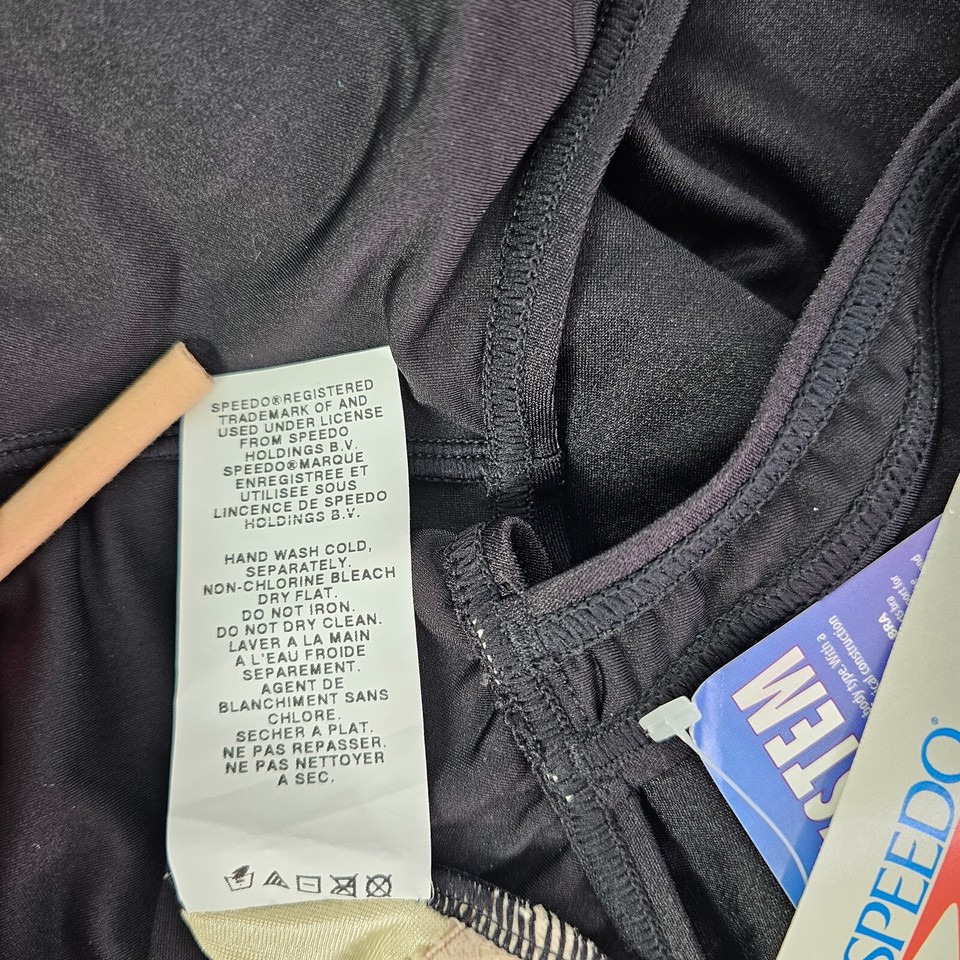 NWT Vintage Speedo Women's 18 Black Conservative One Piece Soft Cup Bra ...