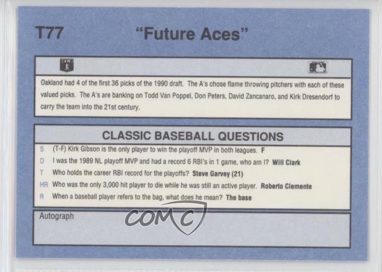 1991 Classic Update Blue Travel Edition Todd Van Poppel Don Peters Future Aces | eBay