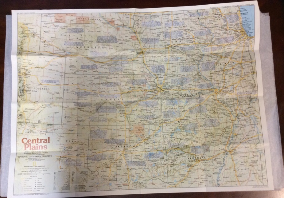 Central Plains Map 1985 National Geographic Society OldPaperMaps | eBay