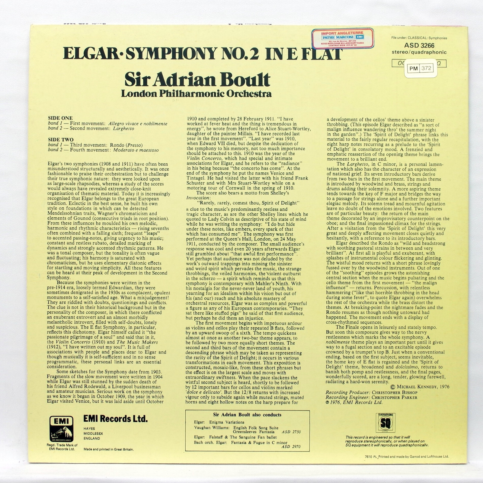 ASD 3266 – SIR ADRIAN BOULT – ELGAR symphony no.2 EMI LP NM | eBay