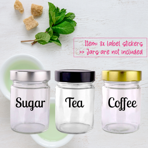 SUGAR TEA COFFEE Labels - 3x STICKERS for Kitchen Container Jar Can ...