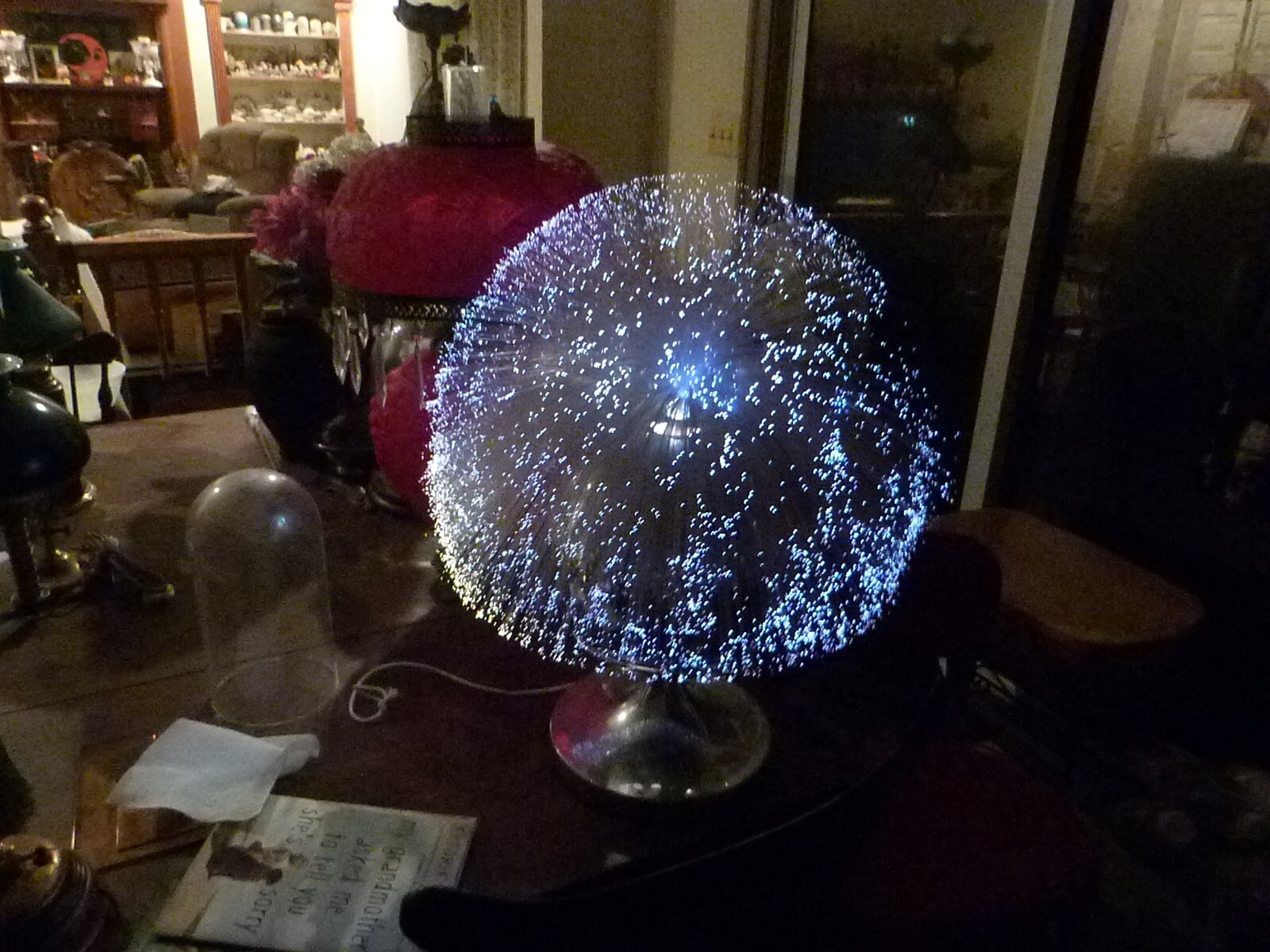 VINTAGE Chrome Sunburst 4000 FiberOptic Rotating Lamp Changing Colors ...